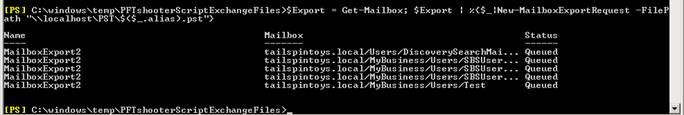 Export Exchange Mailbox to PST PowerShell cmdlet